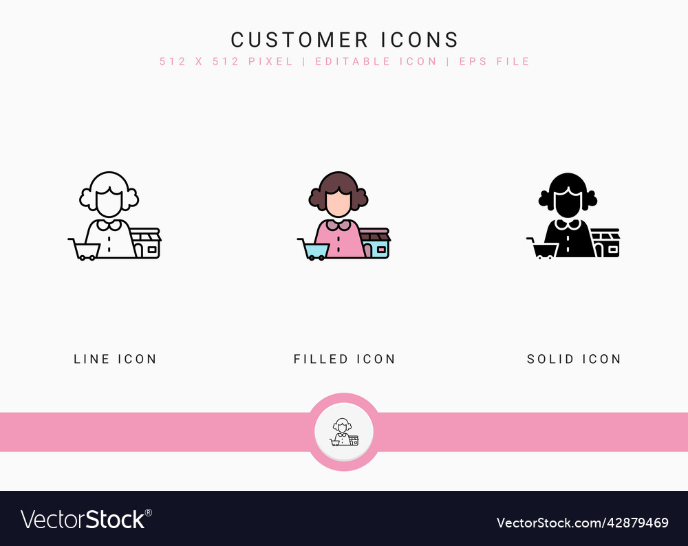 Customer icons set with solid icon line style Vector Image
