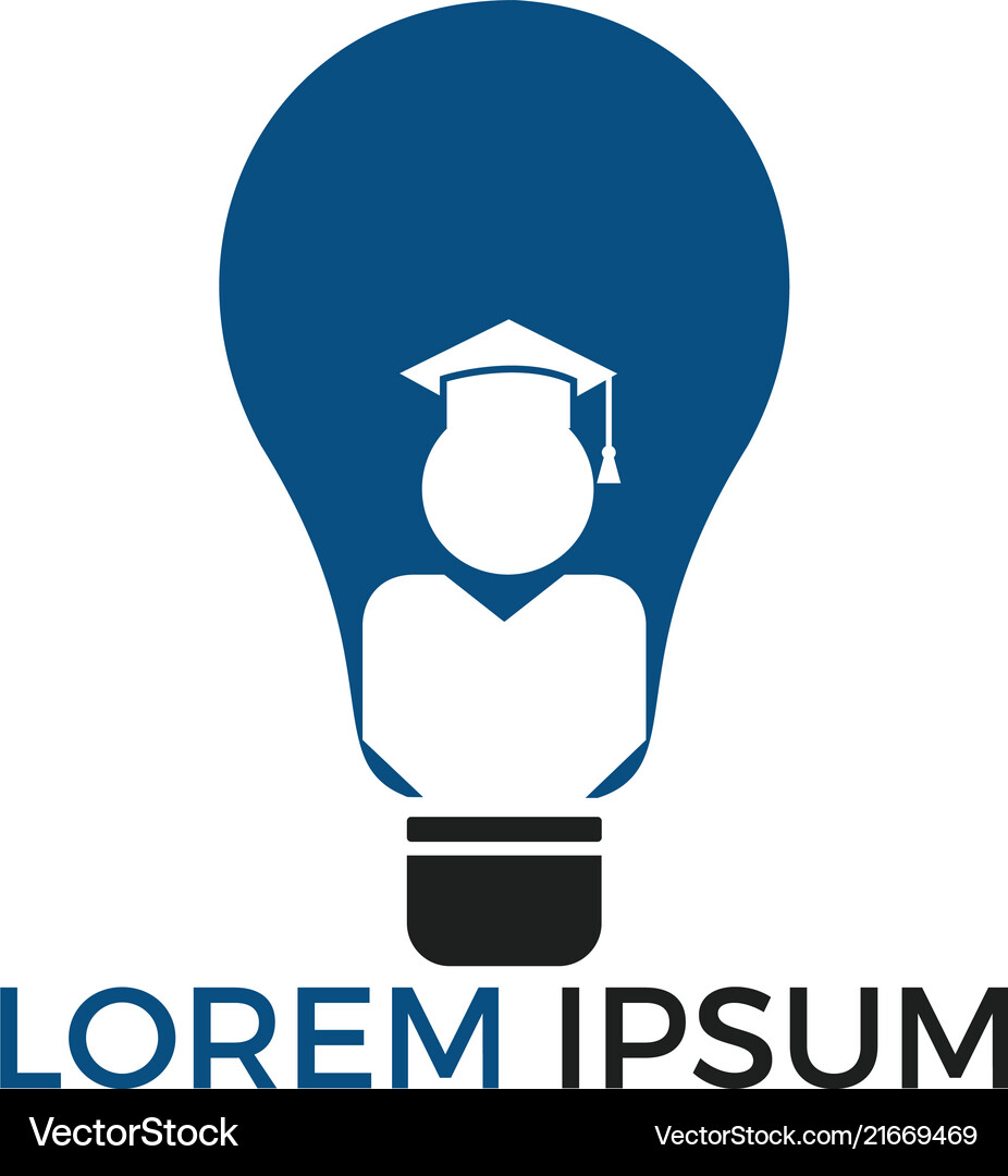 Light bulb and student logo design Royalty Free Vector Image
