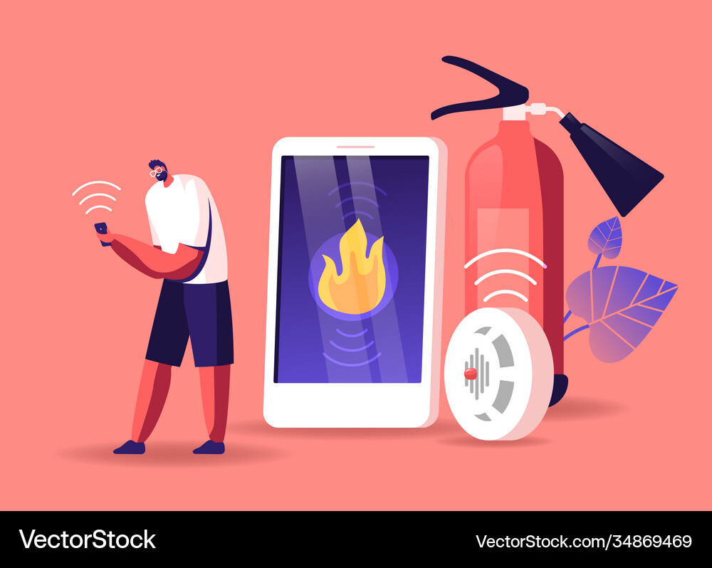 Male character get notification from smart control