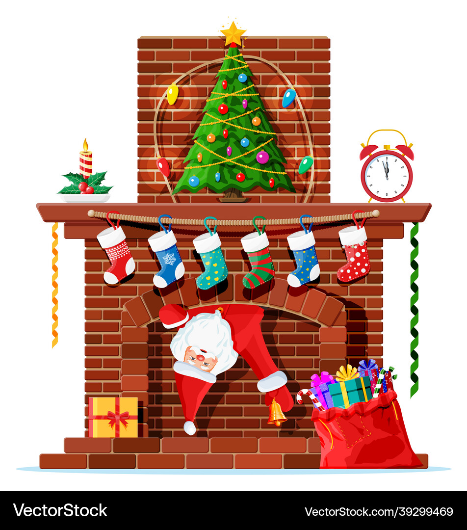 Santa claus stuck in chimney Royalty Free Vector Image