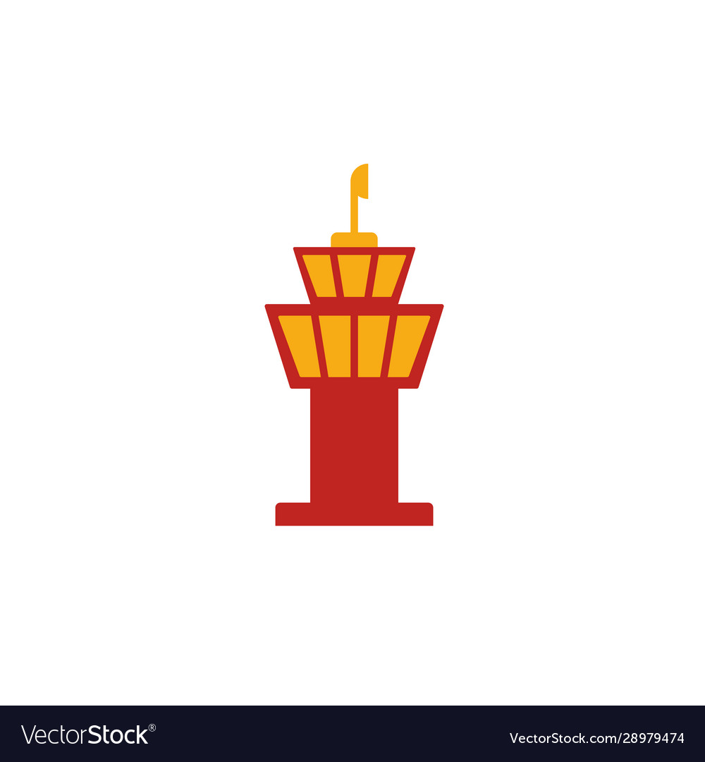 Airport tower icon flat creative element from Vector Image