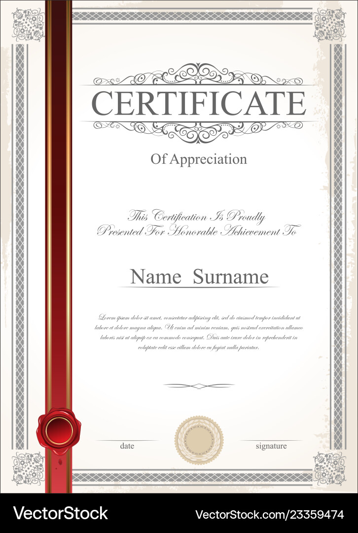 Certificate or diploma template Royalty Free Vector Image
