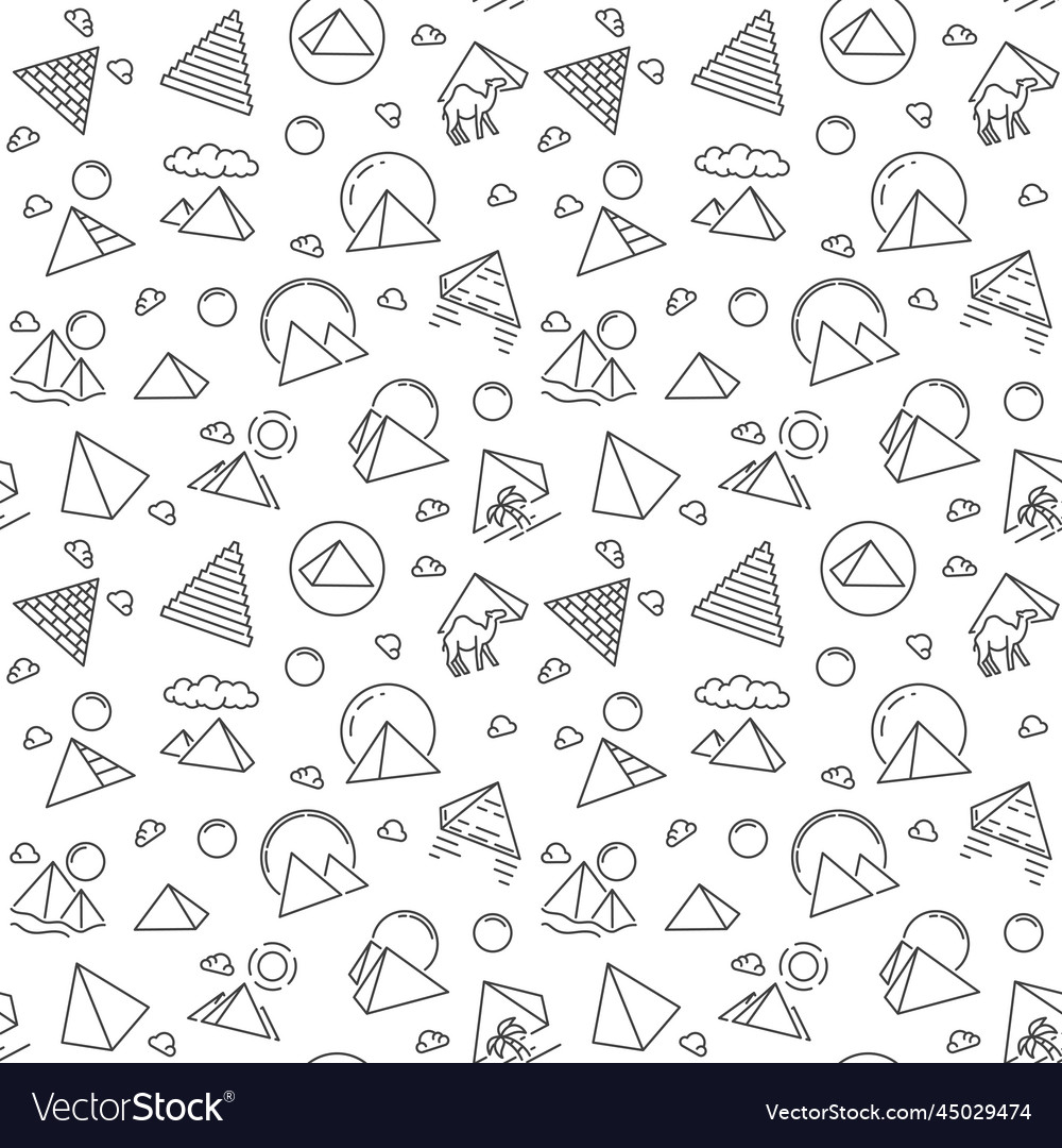 Egyptian pyramids linear seamless pattern Vector Image