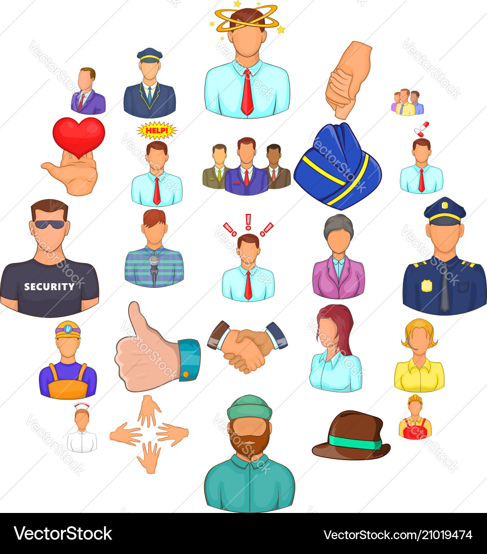 Labor resources icons set cartoon style Royalty Free Vector
