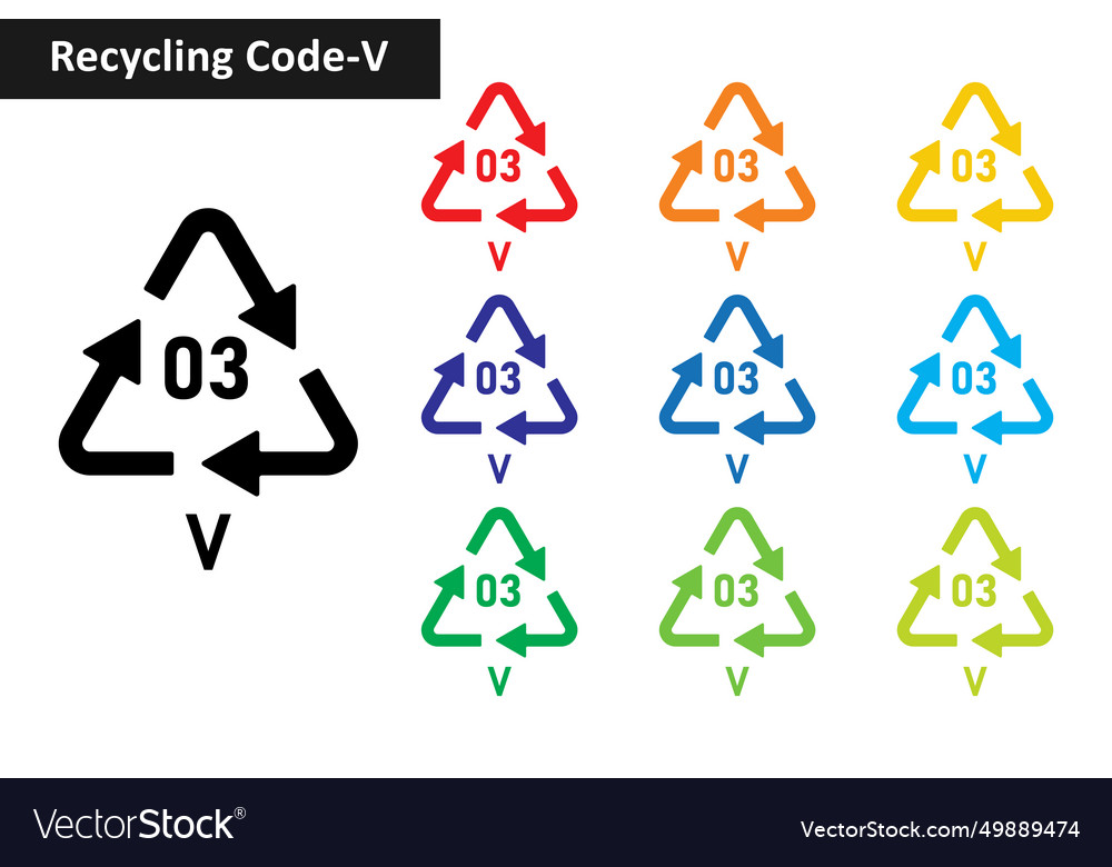 V plastic recycling code icon set Royalty Free Vector Image