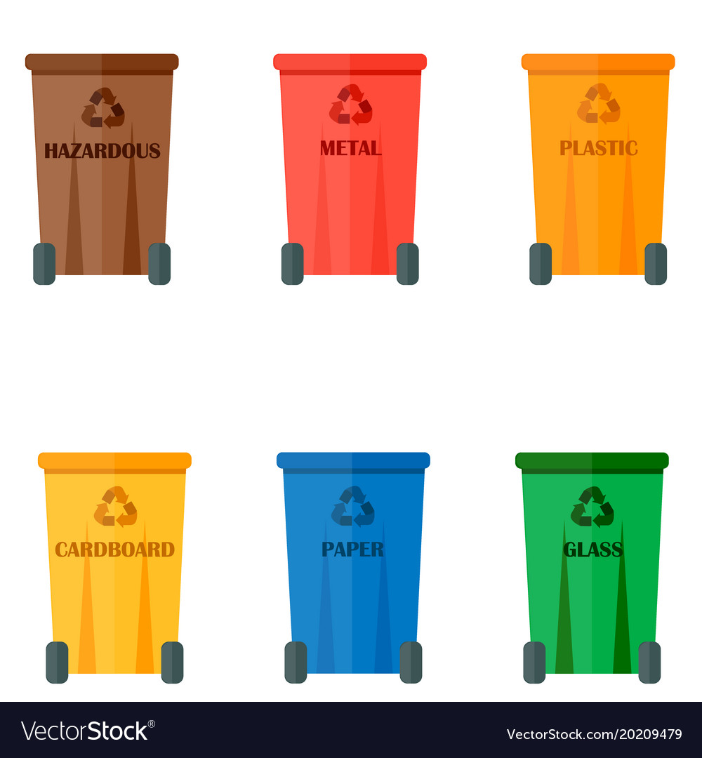 Different recycling garbage waste types sorting Vector Image Different recycling garbage waste types sorting Vector Image