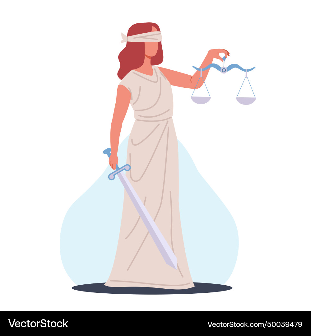 Lady justice blindfolded themis with scales Vector Image