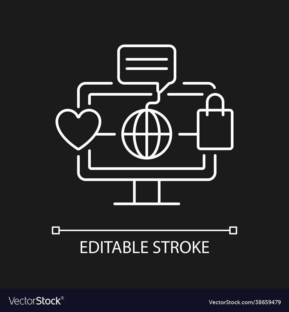 Online World White Linear Icon For Dark Theme Vector Image