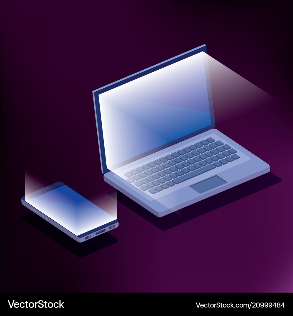 Isometric laptop digital technology Royalty Free Vector
