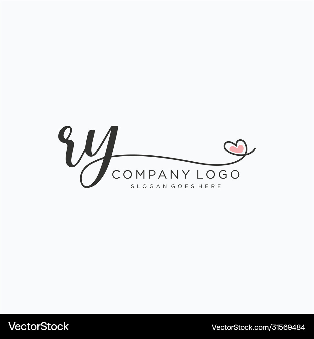 Ry initial handwriting logo designinitial Vector Image