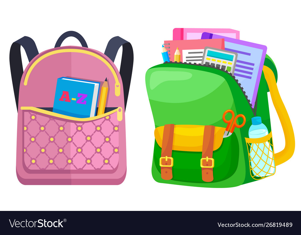 Colored school backpack back Royalty Free Vector Image
