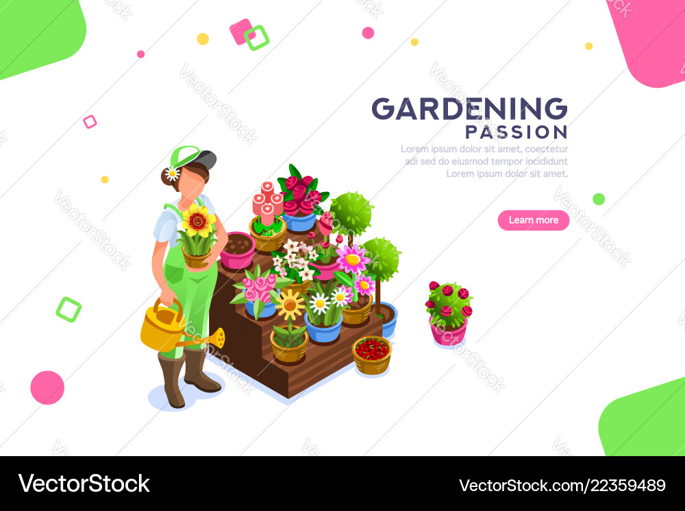 Florist female editable banner Royalty Free Vector Image