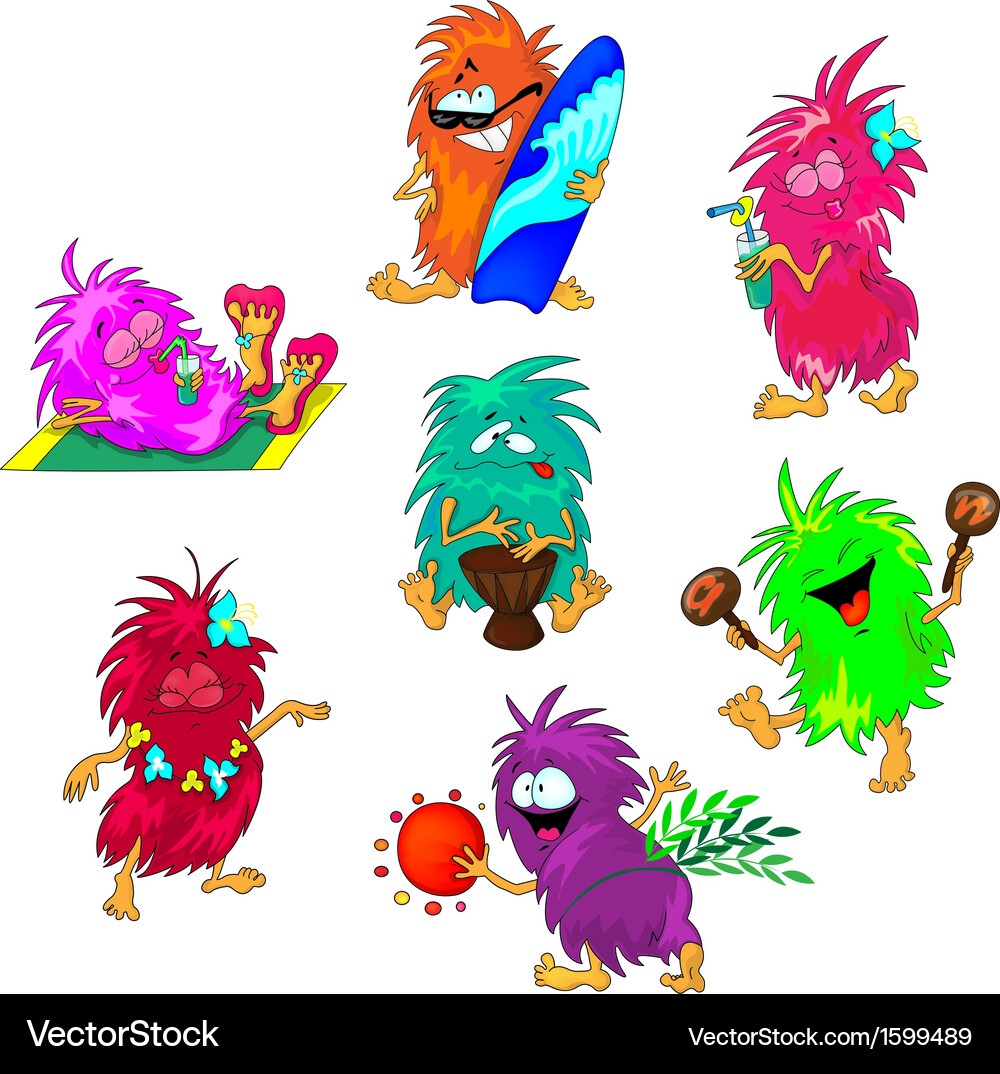 Monsters on the beach Royalty Free Vector Image