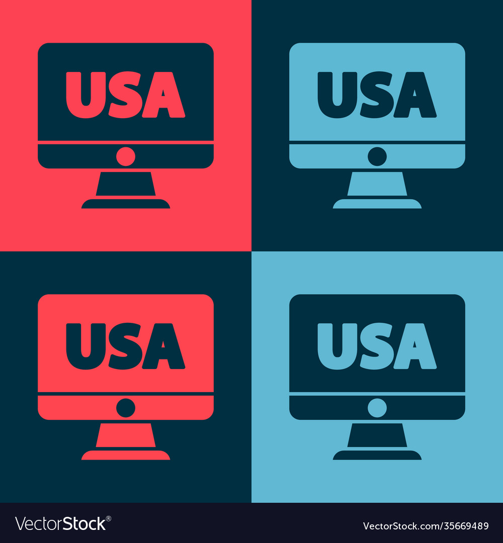 Pop art usa united states america on monitor Vector Image
