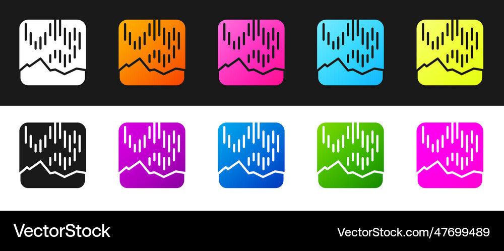 Set northern lights icon isolated on black Vector Image