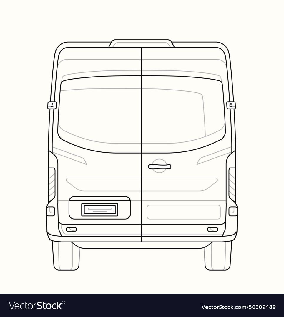Van linear back view Royalty Free Vector Image