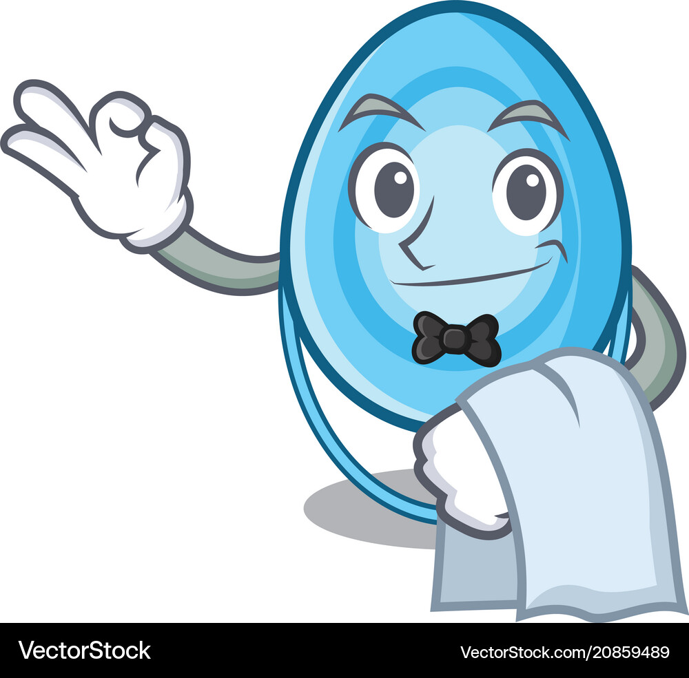 Waiter oxygen mask mascot cartoon Royalty Free Vector Image