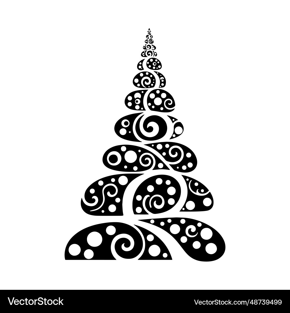 Abstract christmas tree black and white shape Vector Image