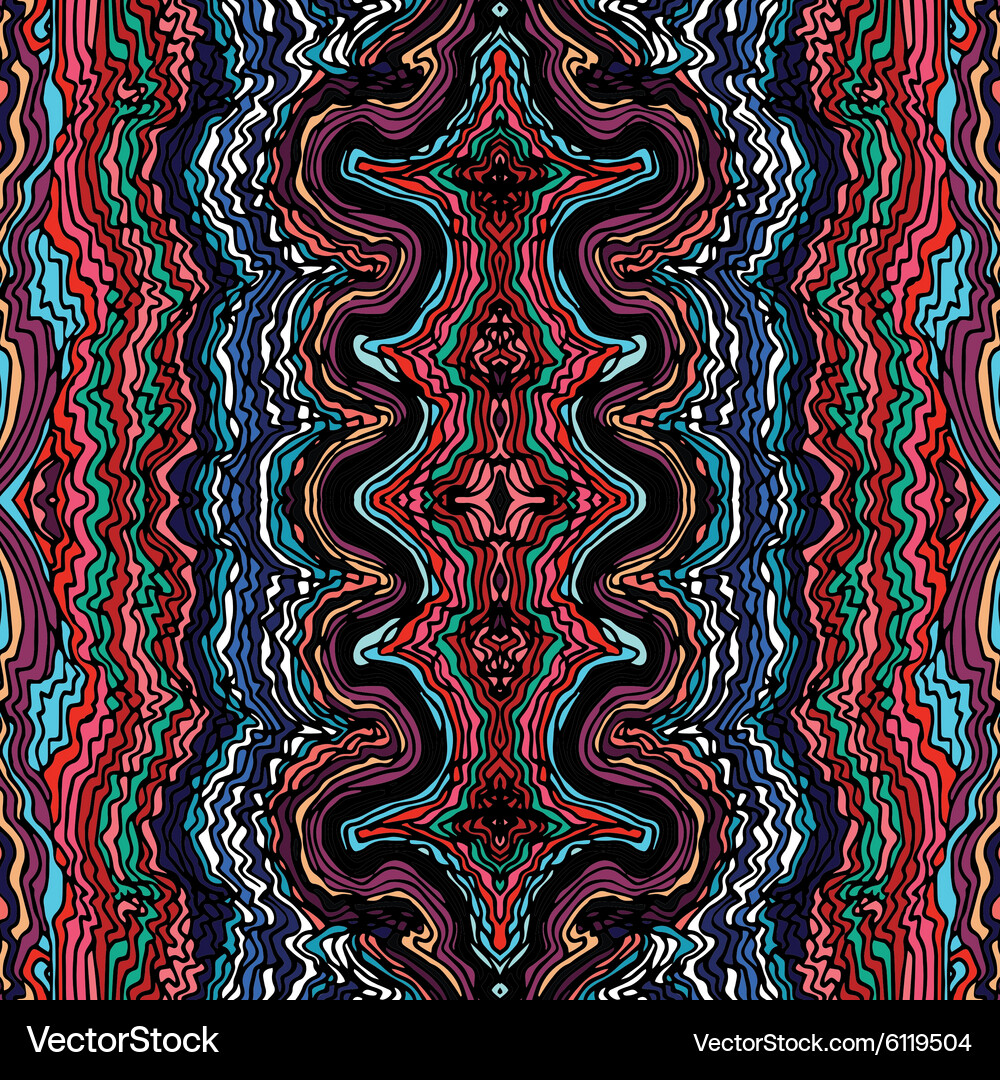 Colorful seamless waves hand-drawn pattern Vector Image