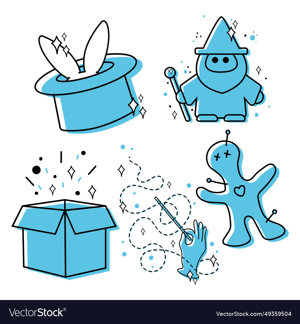 Set of different magic icons Royalty Free Vector Image Set of different magic icons Royalty Free Vector Image