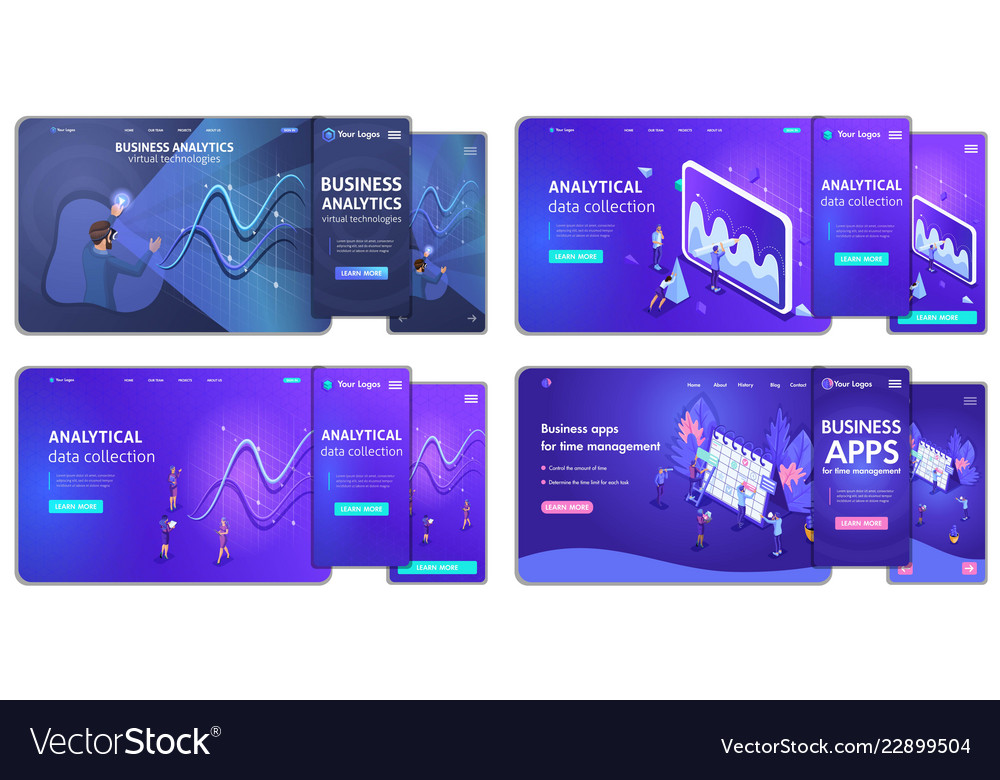 Website template landing page isometric concept Vector Image