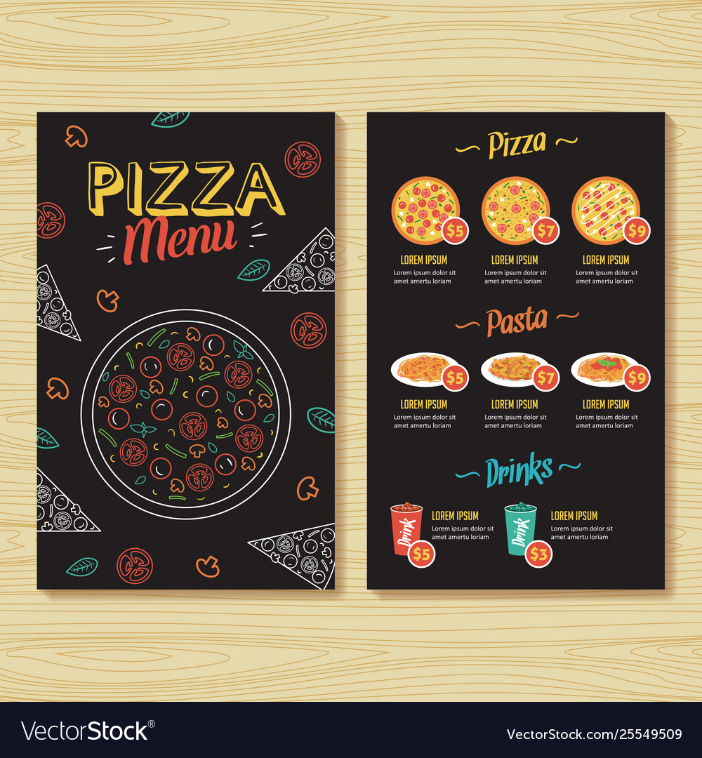 Pizza Menu Template Royalty Free Vector Image VectorStock
