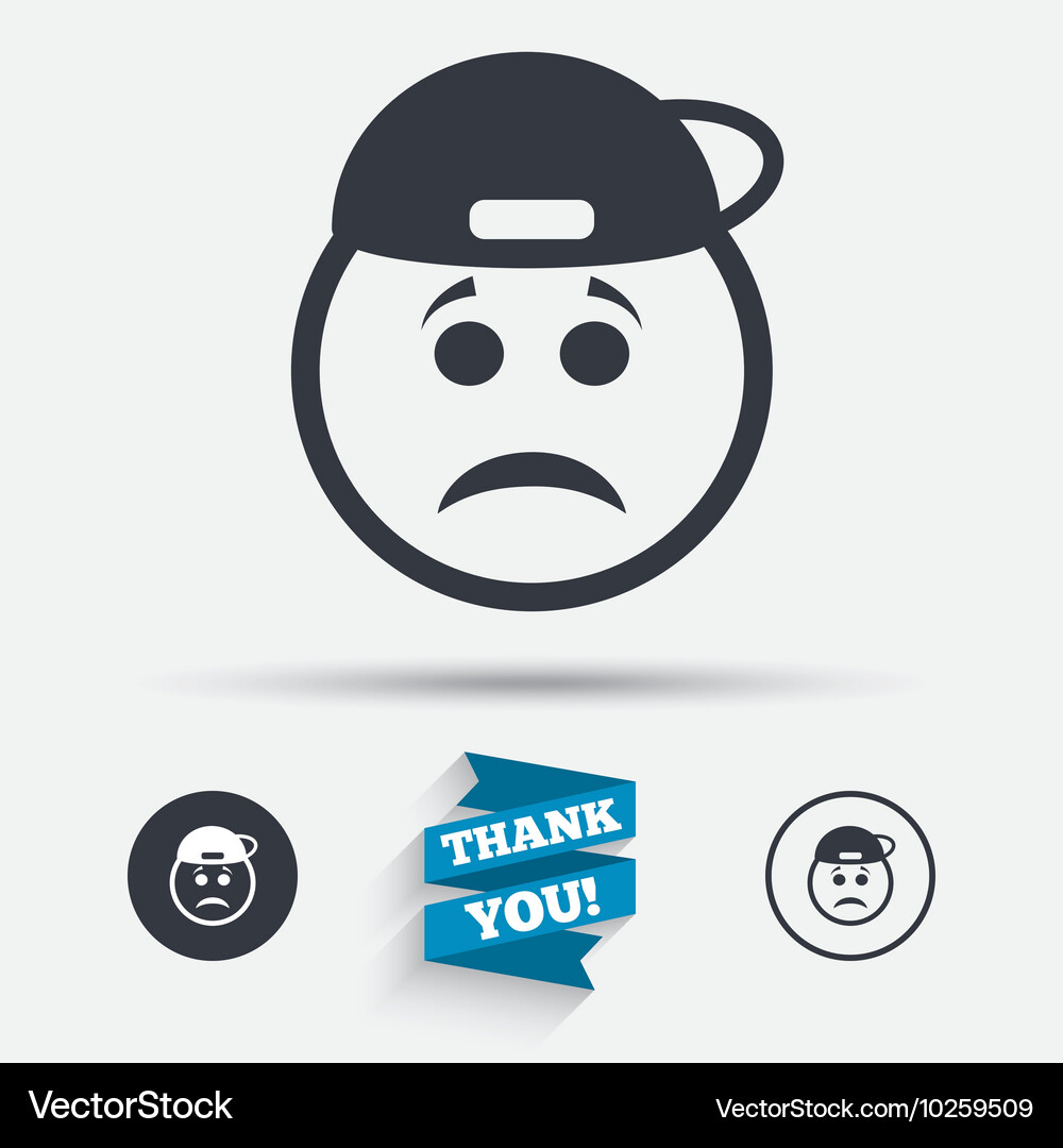 Sad rapper face sign icon sadness symbol Vector Image