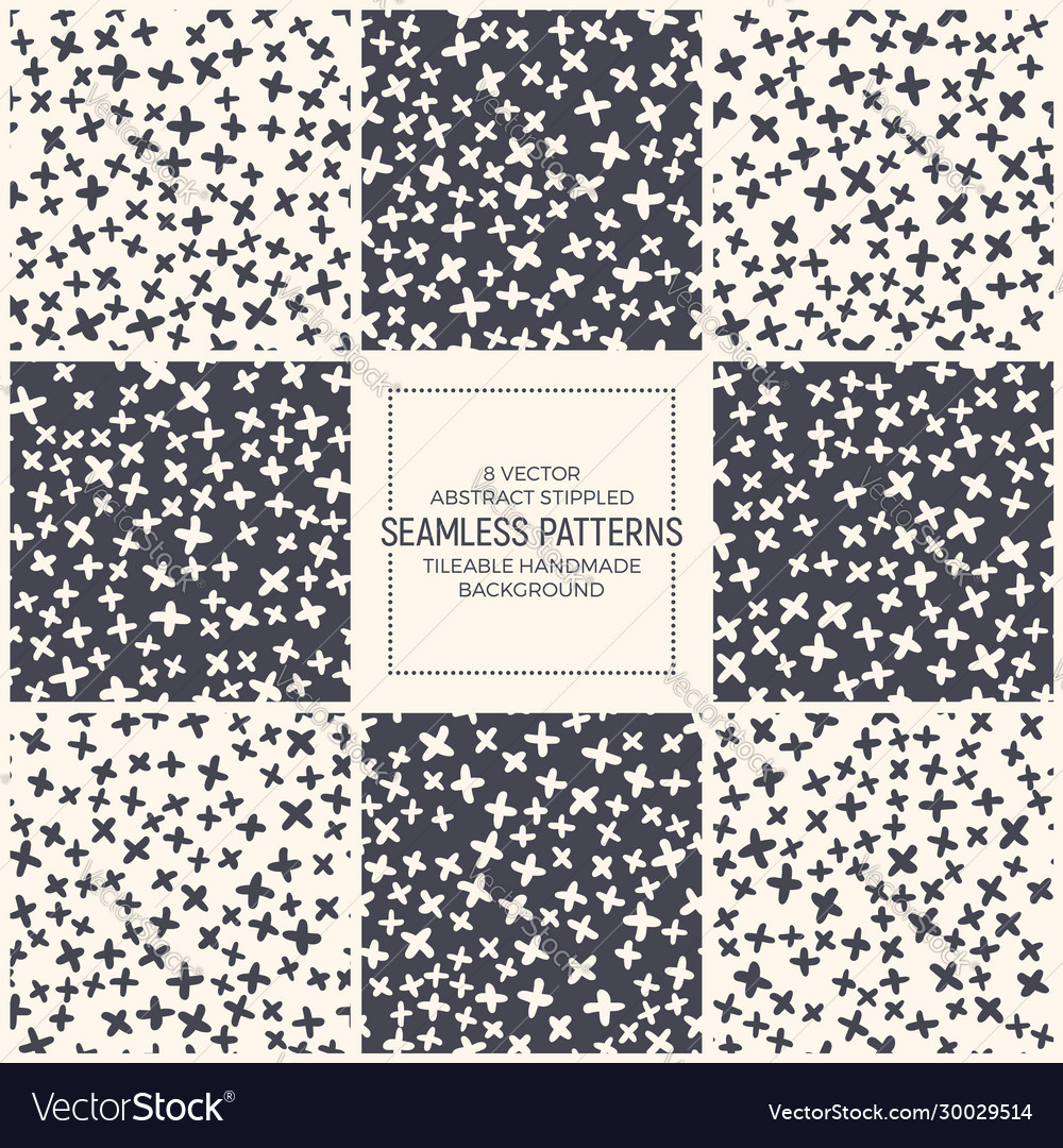 Abstract Stippled Seamless Patterns Set Tileable Vector Image