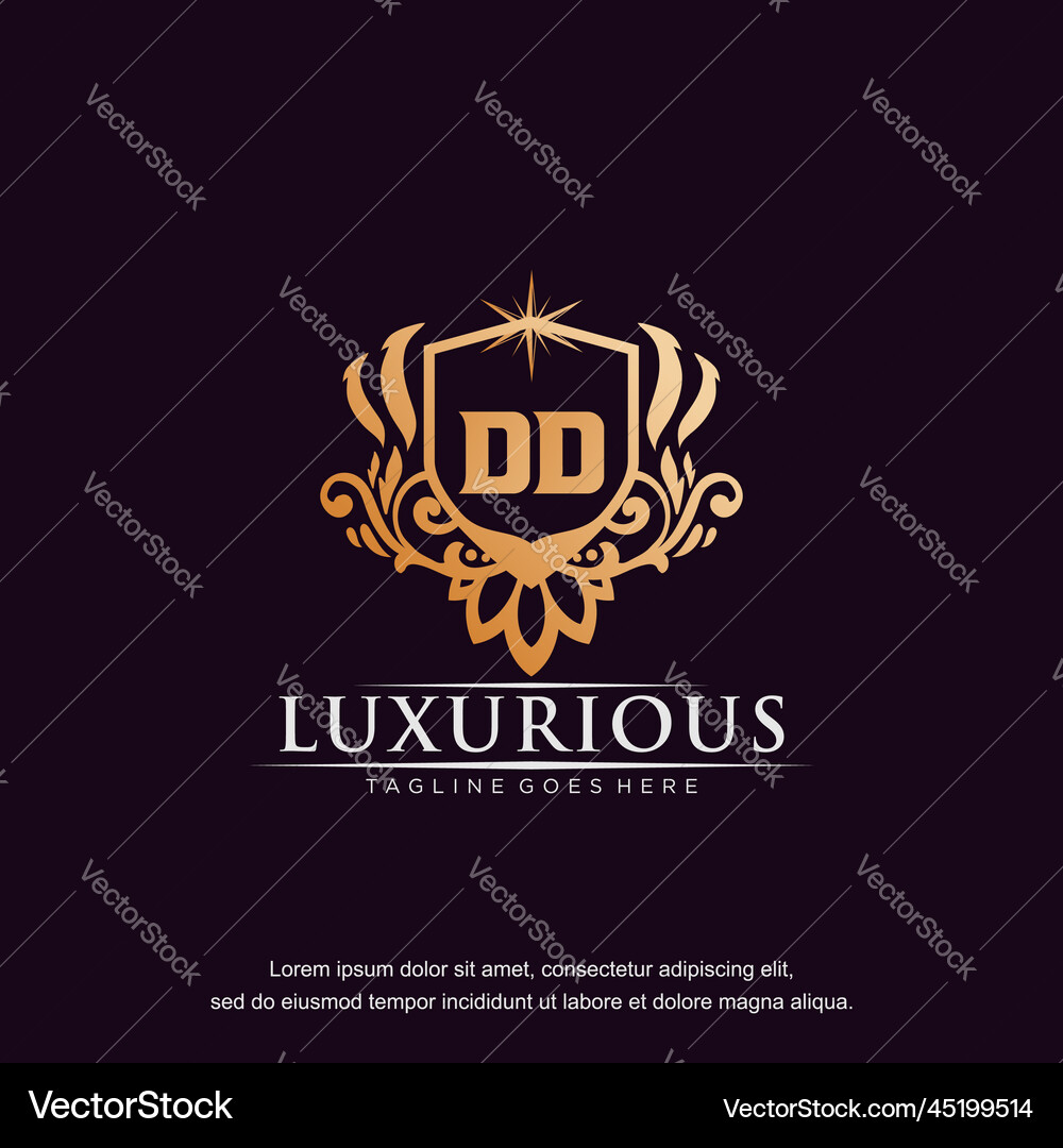 Dd initial letter luxury ornament gold monogram Vector Image