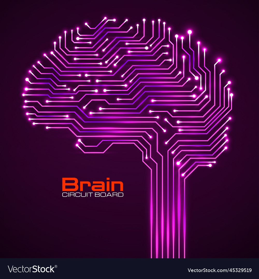 Abstract technological brain with glowing circuit Vector Image Abstract technological brain with glowing circuit Vector Image