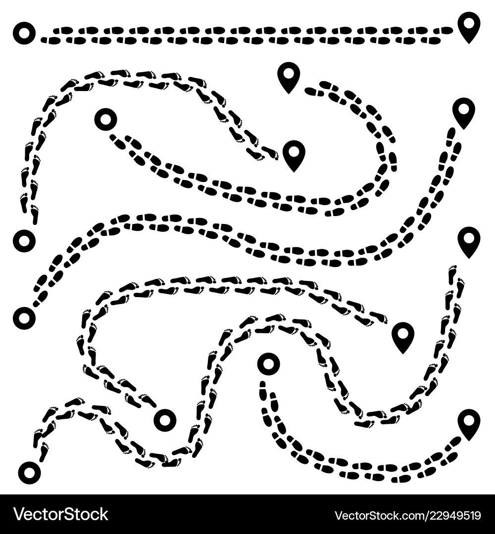 Footprint trails footsteps walking track with Vector Image