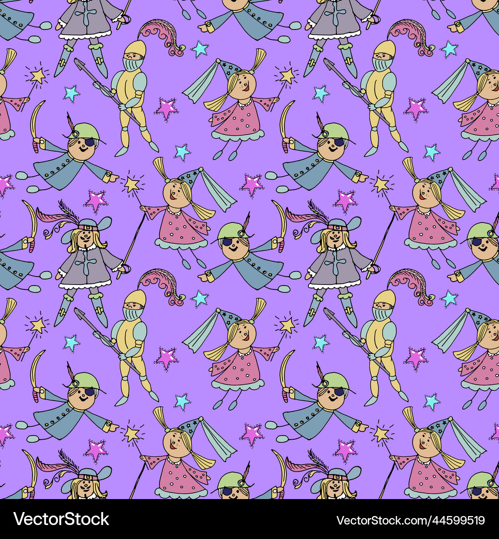 Hand drawn seamless pattern with children Vector Image