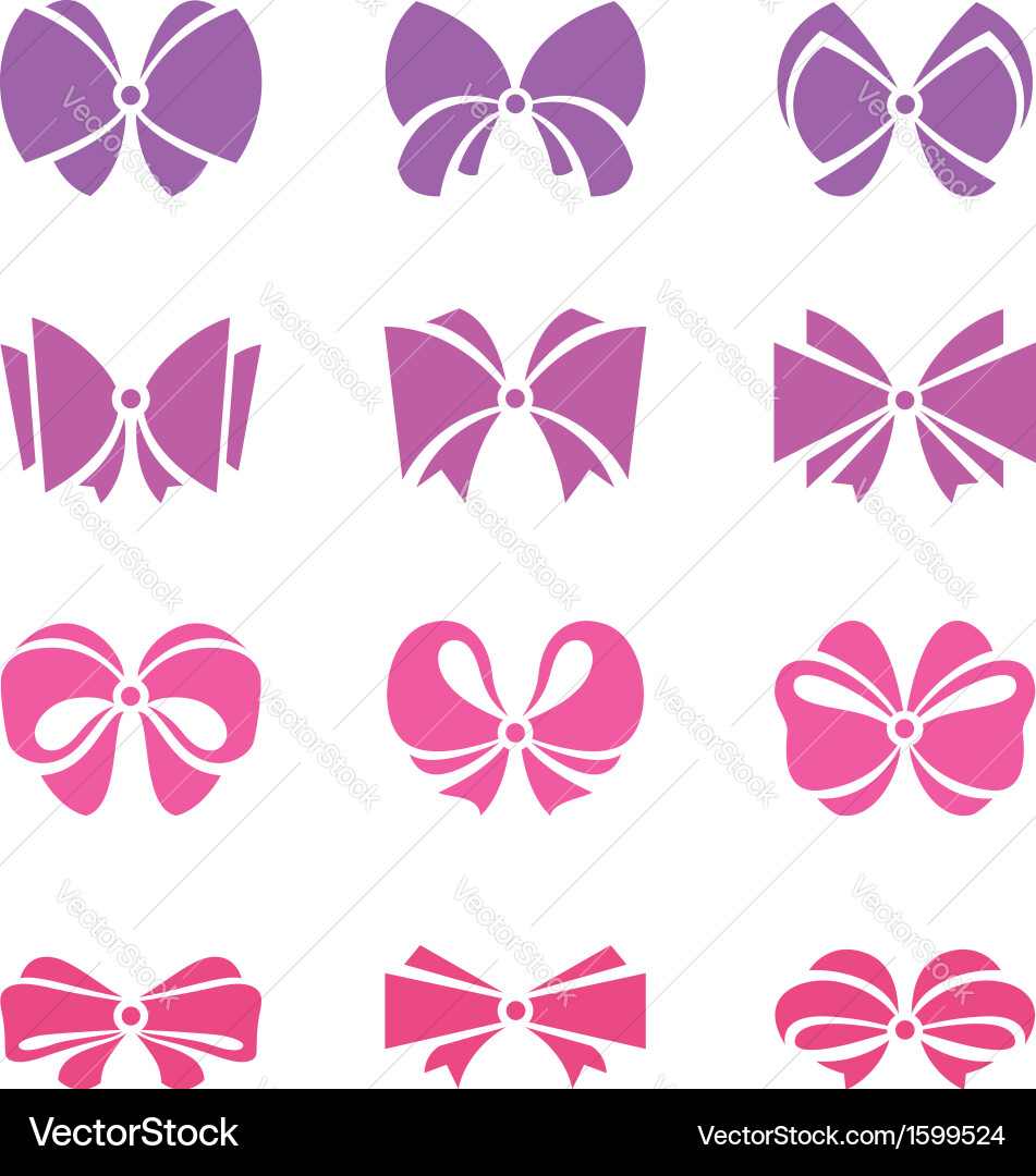 Bow set Royalty Free Vector Image - VectorStock