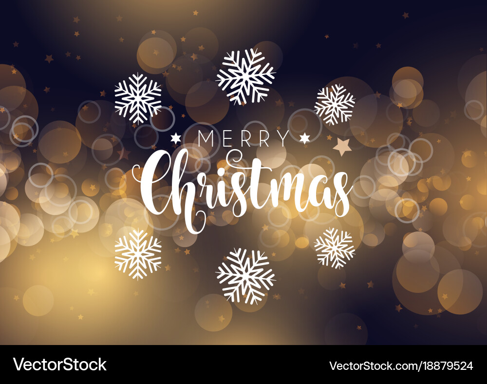 Christmas typography on bokeh lights background Vector Image