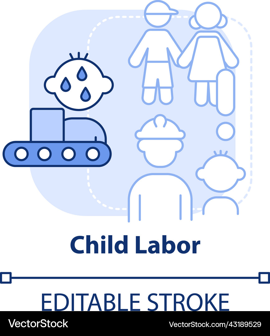 Child labour light blue concept icon Royalty Free Vector