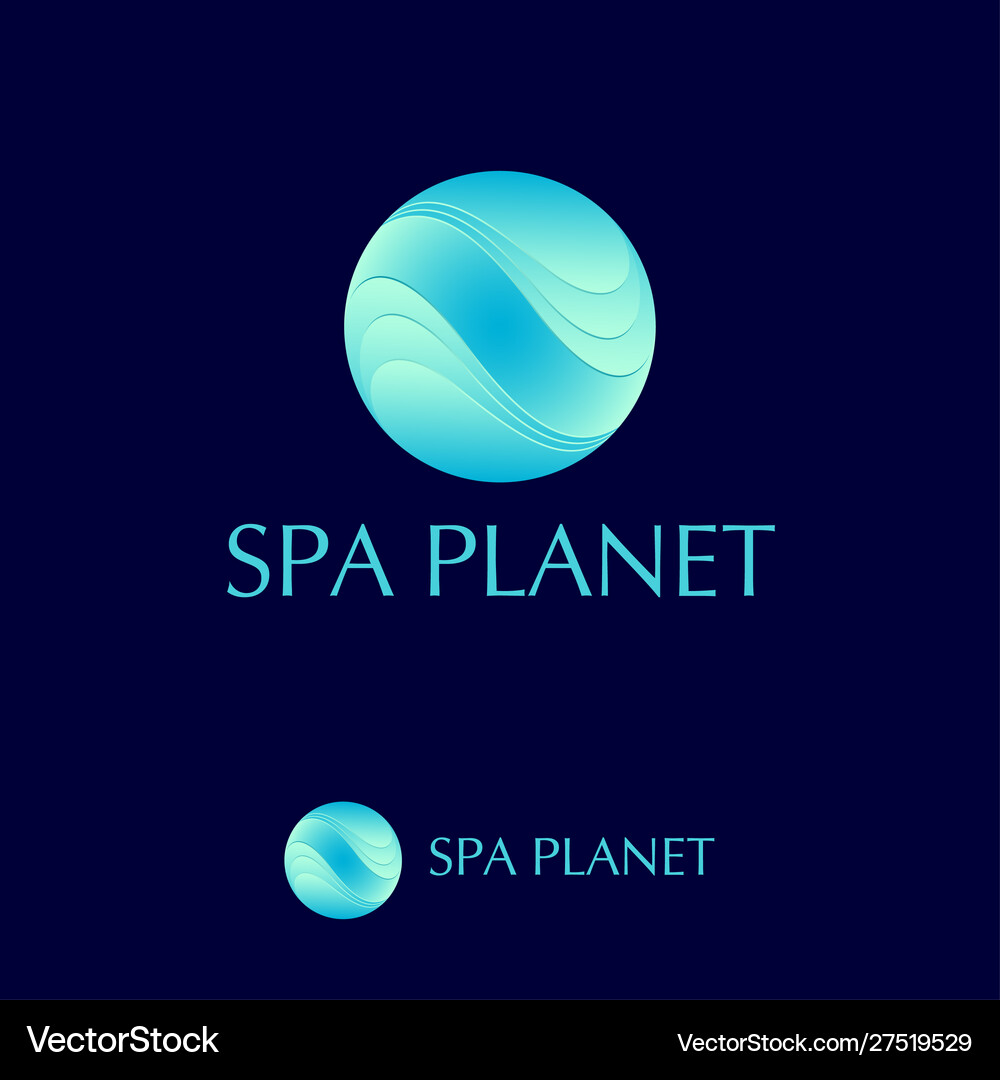 Spa planet logo water emblem waves Royalty Free Vector Image