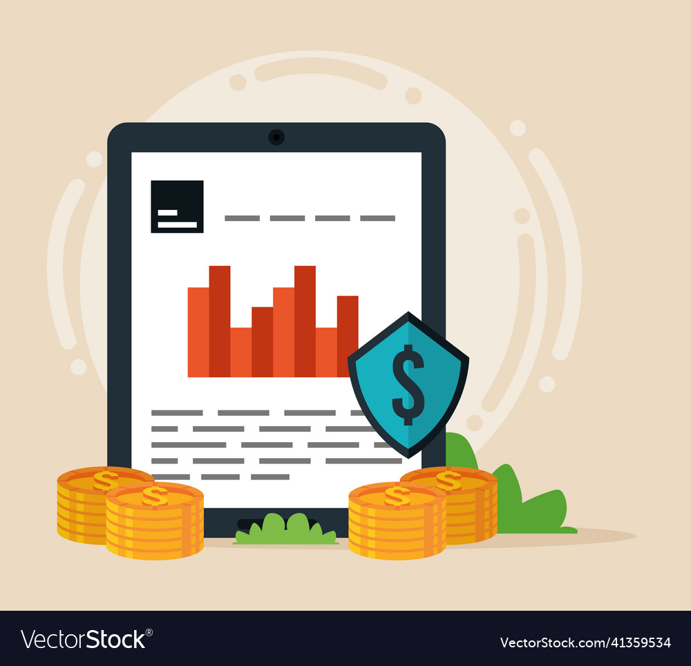 Banking tech in tablet Royalty Free Vector Image