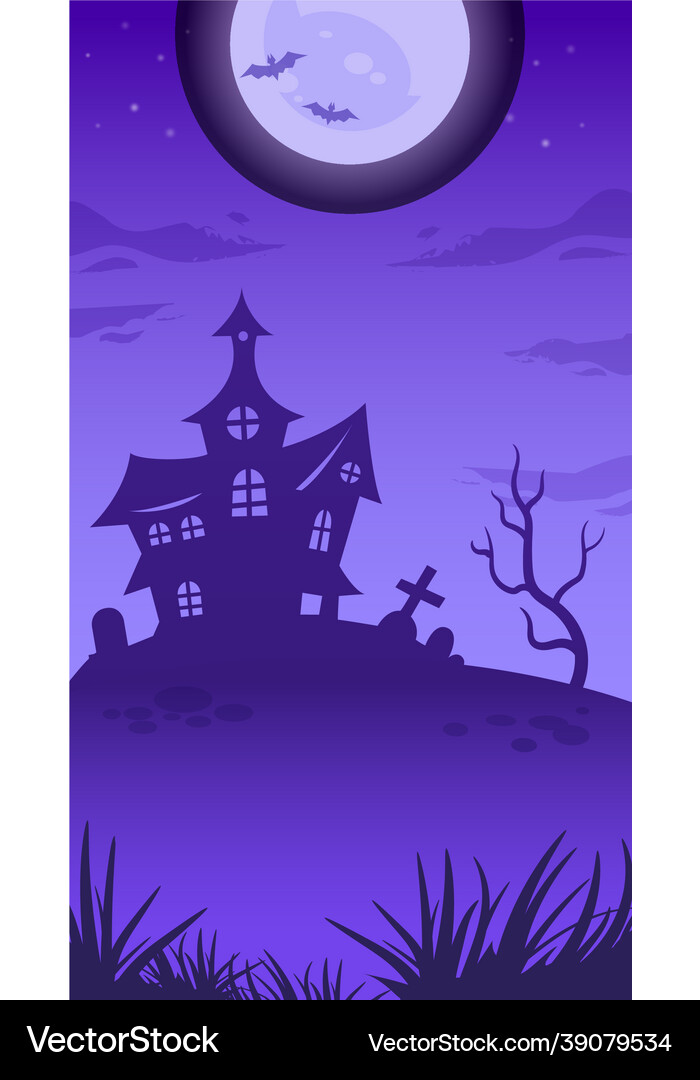Halloween night with full moon Royalty Free Vector Image