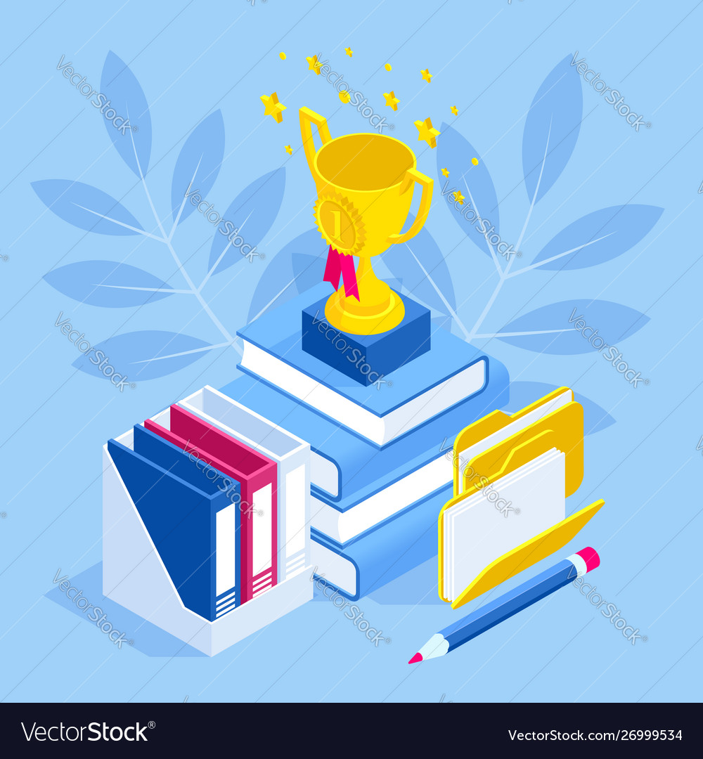 Isometric achievements in education studying Vector Image