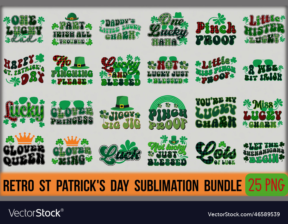 Retro st patricks day bundle Royalty Free Vector Image