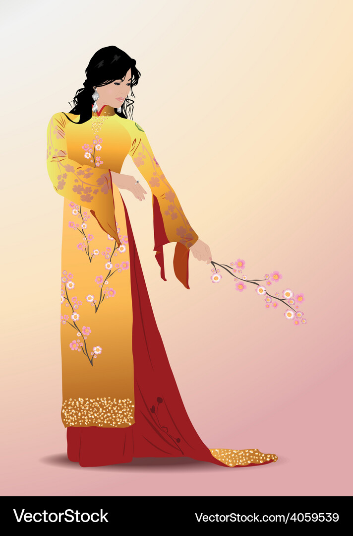 Young asian woman Royalty Free Vector Image - VectorStock