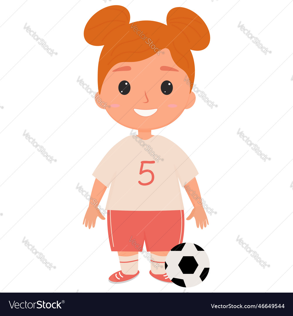 Cute red-haired girl in a sports uniform Vector Image