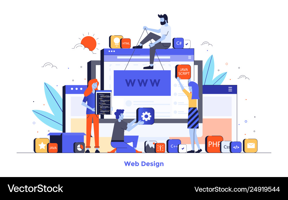 Flat color modern design - web Royalty Free Vector Image