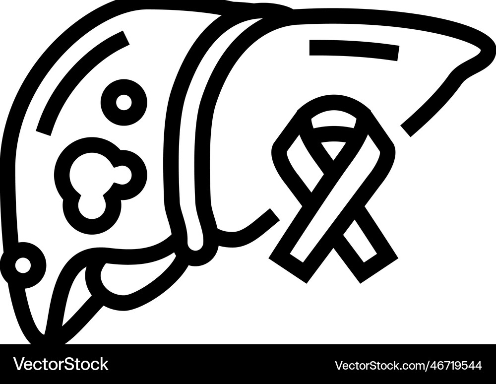 Liver cancer line icon Royalty Free Vector Image