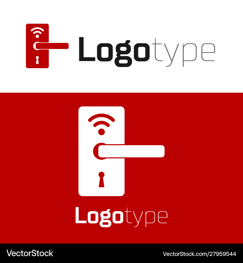 Red digital door lock with wireless technology Vector Image