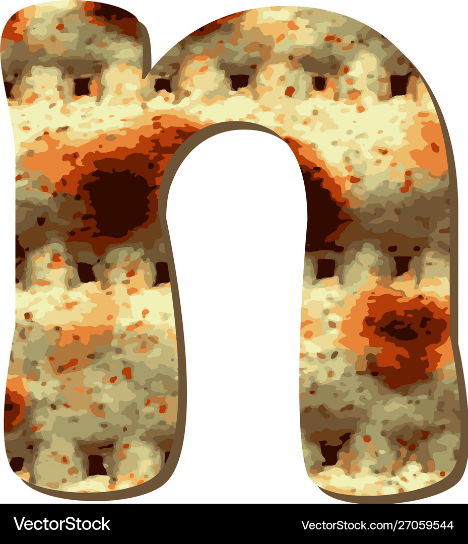 Rounded english lowercase letter n with matza Vector Image