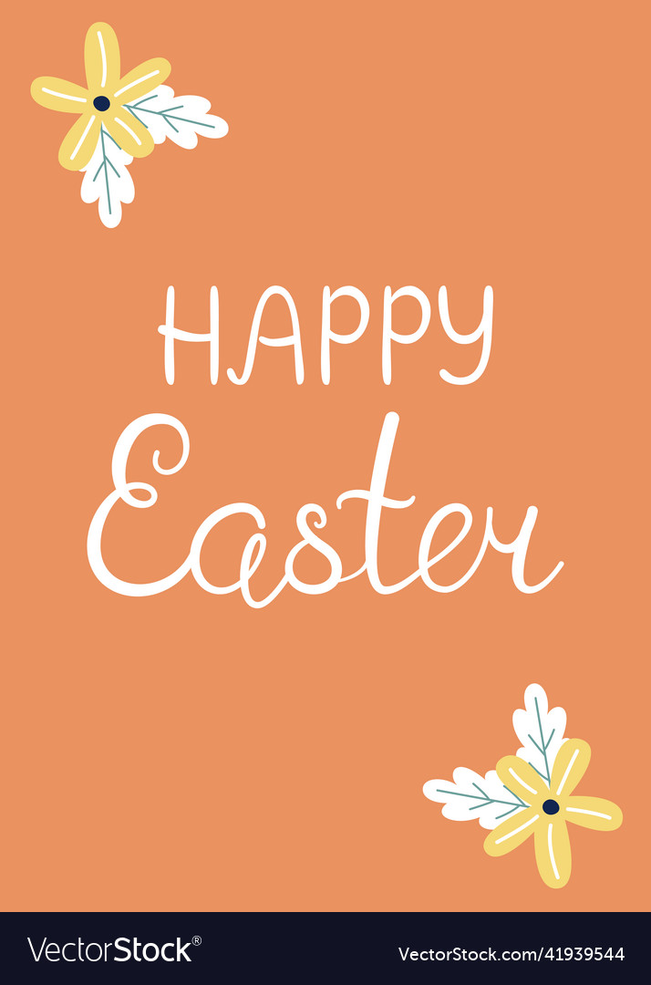 Spring Easter Poster With Lettering Greeting Card Vector Image