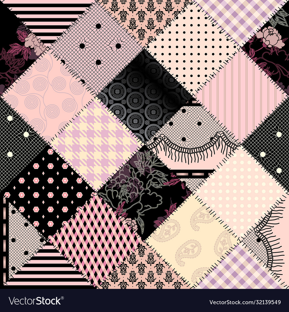 Patchwork textile pattern seamless quilting Vector Image