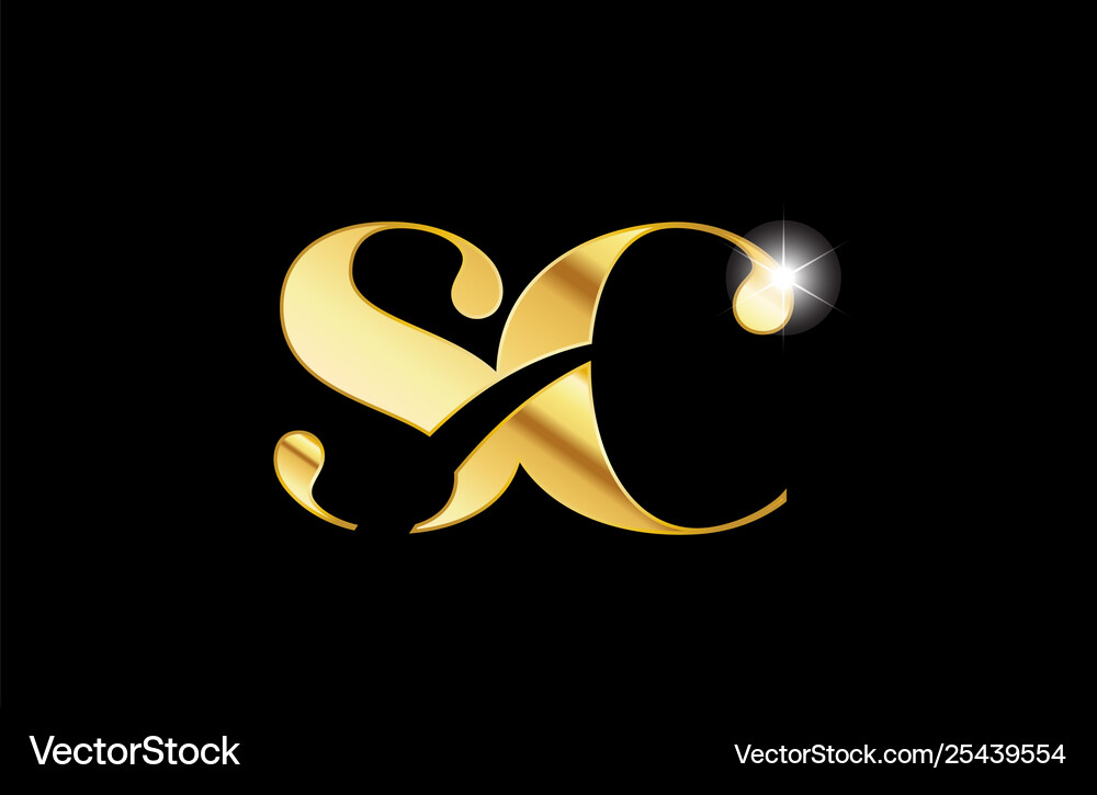 Elegant Gold 'SC' Letter Logo Royalty Free Vector Image