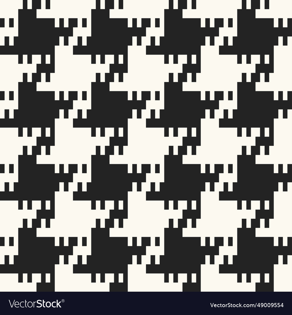 Monochrome pixelated textured houndstooth pattern Vector Image
